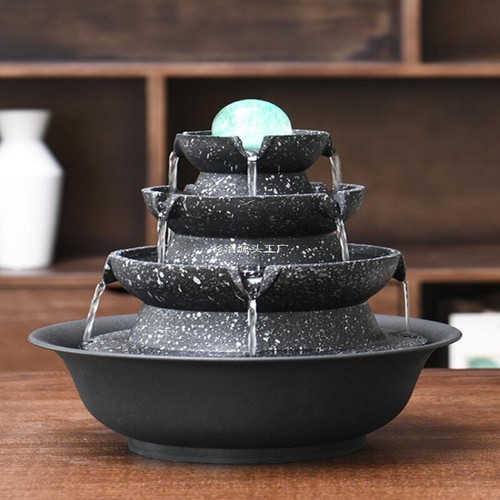 Indoor Desktop Water Fountain Flowing Waterfall Gather Feng Shui Luck ...
