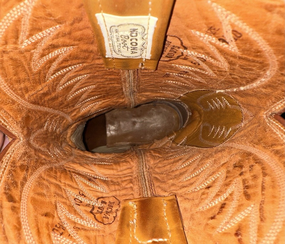 VTG Nocona Boots Mens 9.5D Tan Brown Leather Western Cowboy Rodeo 5008 ...