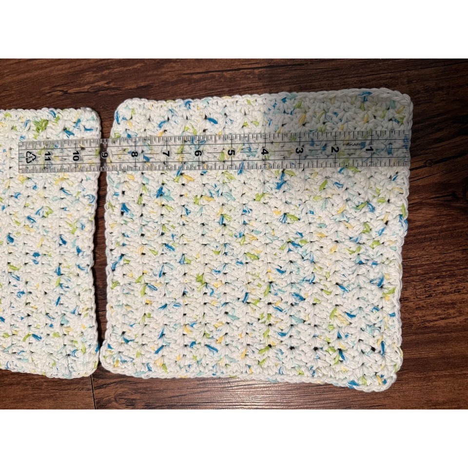 Hand Crocheted Dish Towels Set of 2 Kitchen Towels Multi Color Specks ...