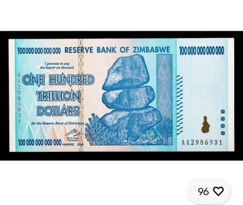 ZIM Zimbabwe 100 Trillion Banknote 3 Notes AA/2008, P-91, Uncirculated ...