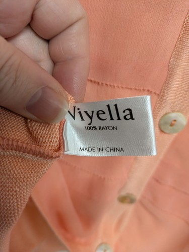 Viyella - Size Large - Orange 3/4 Sleeve Round Neck Rayon Summer ...