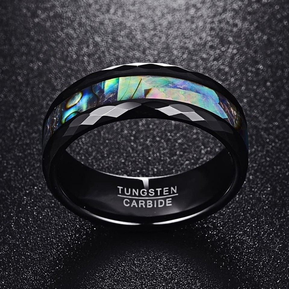 083 Base Men'S And Women'S Unisex Tungsten Abalone Shell Ring, Width ...
