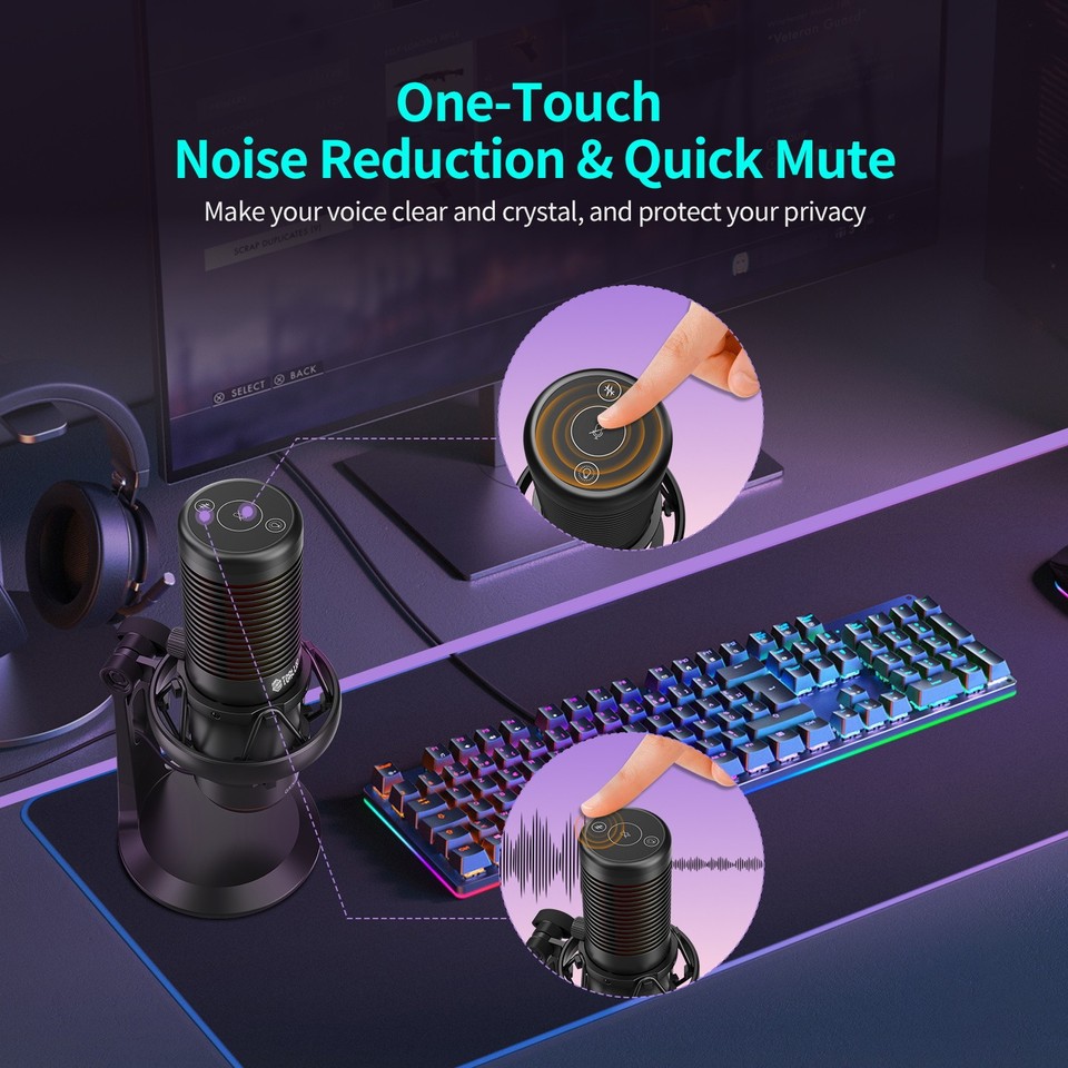 TOALLIN RGB Lighting USB Condenser Microphone for Podcast Record Gaming ...