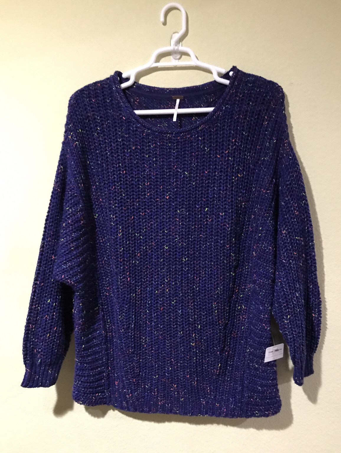 Sz M Free People Women Neon Lights Knit Sweater Midnight Aura Combo ...