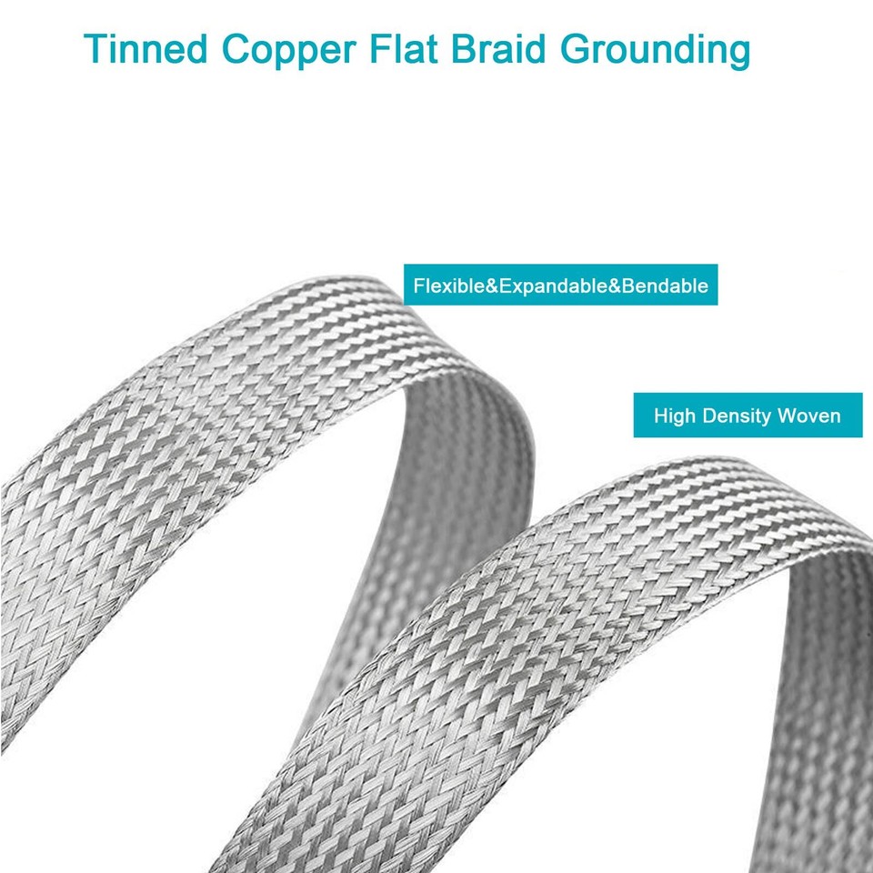 EMI RFI Cable Shielding Sleeve Tinned Copper Braided Grounding Metal ...