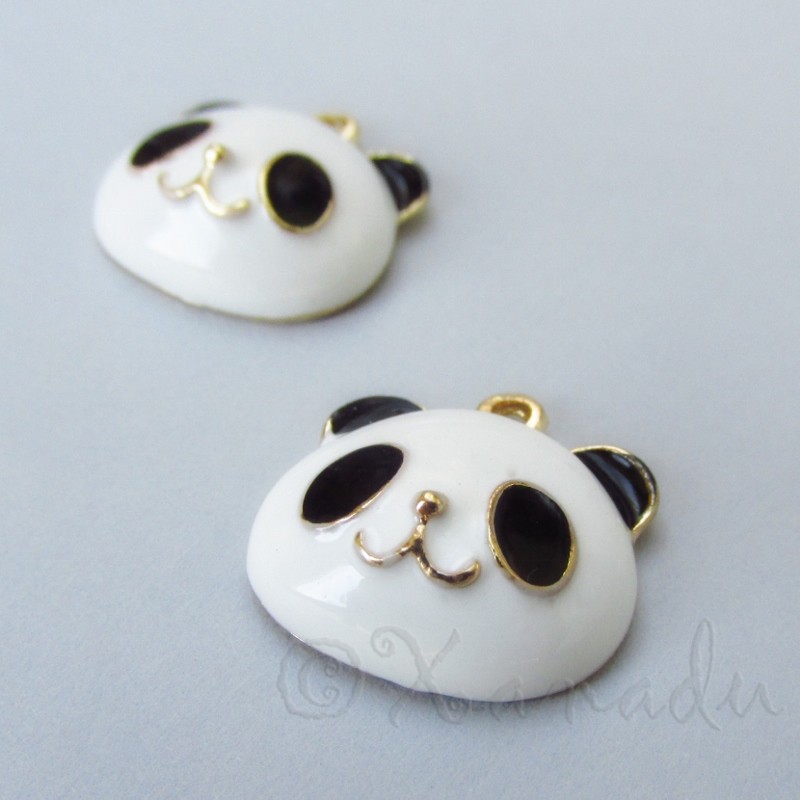 Panda Charms - 17mm Gold Plated Enamel Pendants C4731 - 2, 5 Or 10PCs ...