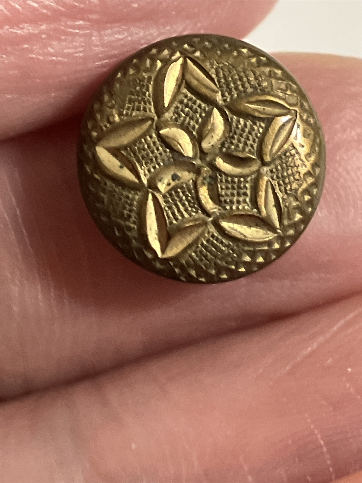 Antique BEST Victorian Era 1800s EMBOSSED STARY Brass Shank PATTERNED ...