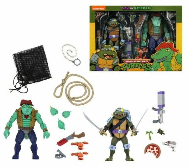 NECA Teenage Mutant Ninja Turtles Cartoon Leatherhead VS Slash Set for ...