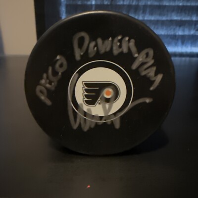 Lou Nolan Philadelphia Flyers signed logo puck inscription Peco Power ...
