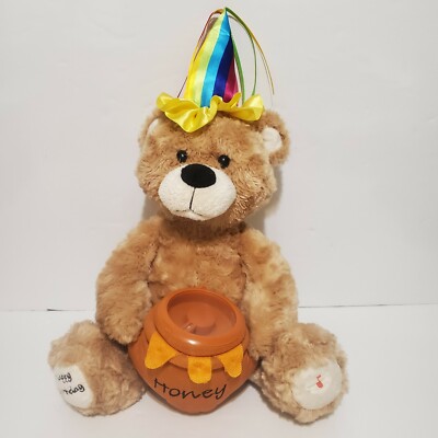Teddy Bear Animated Happy Birthday Stuffed Animal Plush, Carlton Card ...