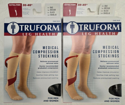 Truform Compression Stocks 30-40 Extra-Firm Below Knee ClosedToe 8845 ...