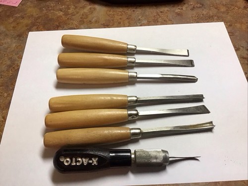 Set Of 6, Carving Wood Chisels And 1 X-ACTO Knife, Lot Of 7 PCs. | eBay