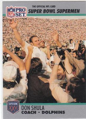 DON SHULA 1990 Super Bowl Supermen card #30 Miami Dolphins Football NR ...