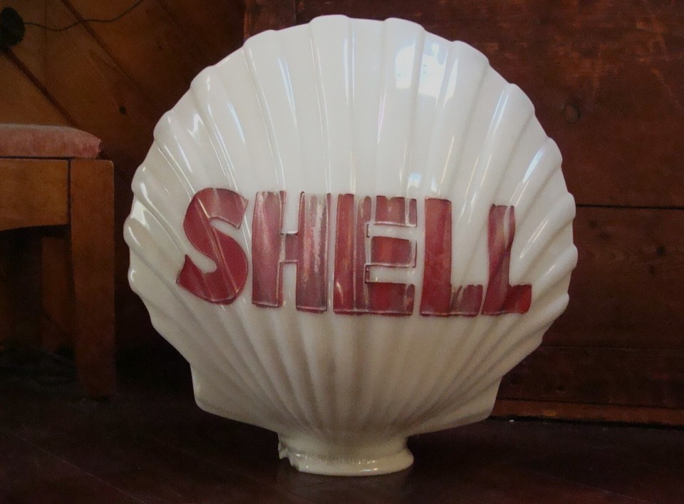 Original 1930's Shell Gas Pump Globe 18" Milk Glass | eBay