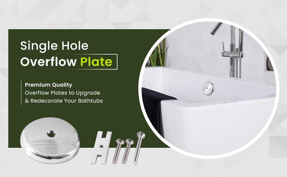 Single Hole Bathtub Drain Overflow Plate with One Matching Screws, Easy ...