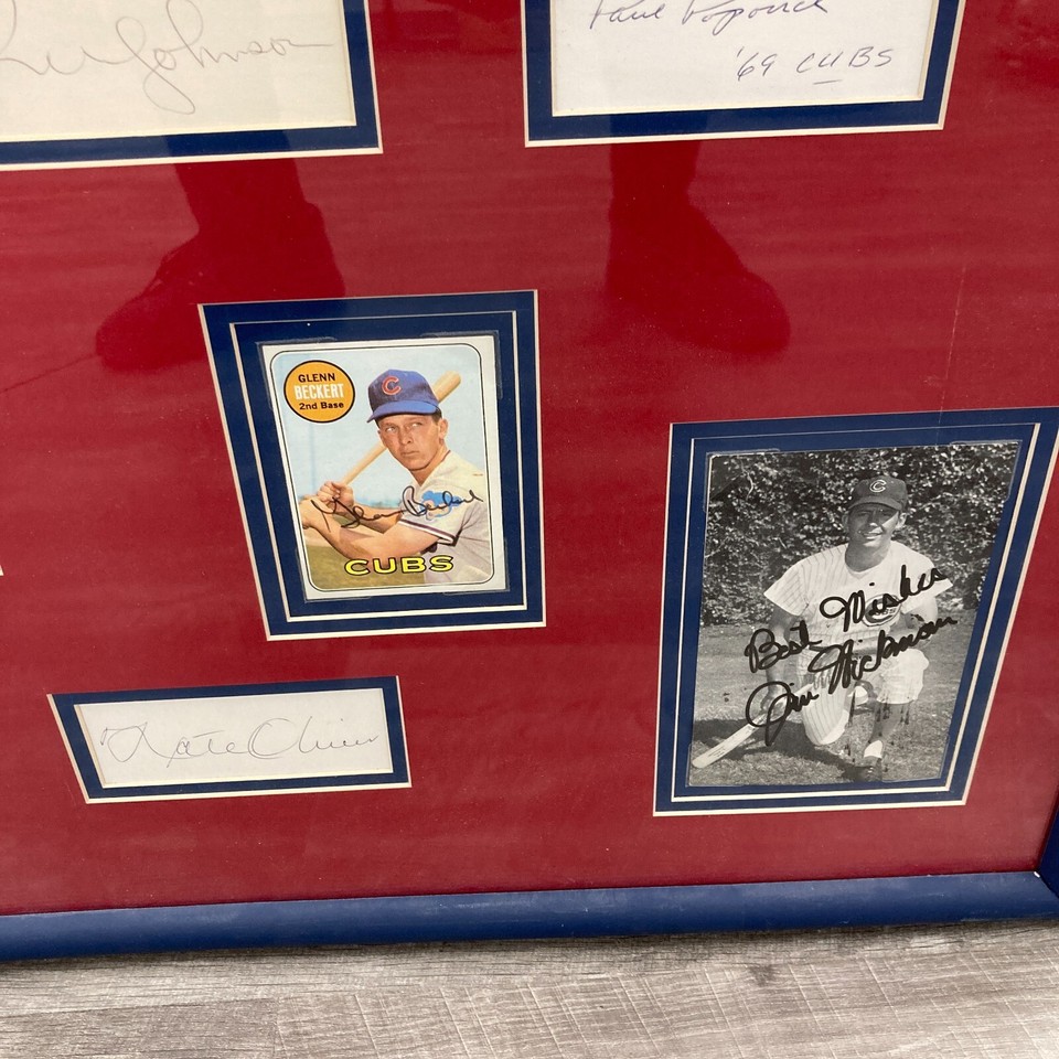 Beautiful 1969 Chicago Cubs Team Signed Framed Display 40 Signatures ...