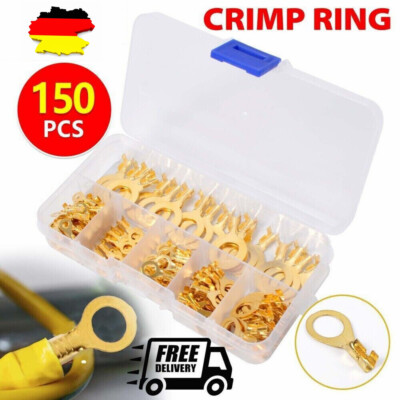 150-tlg Set Ringkabelschuhe Messing Crimp Ringösen Ringzungen Satz M3 ...