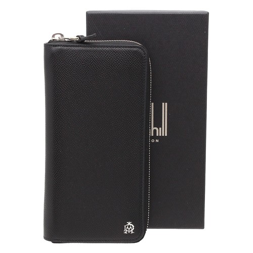 dunhill Leather Zip-around Long Wallet Black SHW Men Unused E2437 | eBay