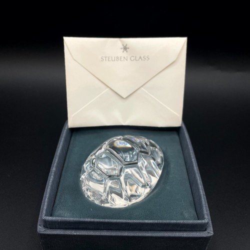VTG Steuben Crystal Turtle Figurine Hand Cooler Paperweight Signed Mid ...