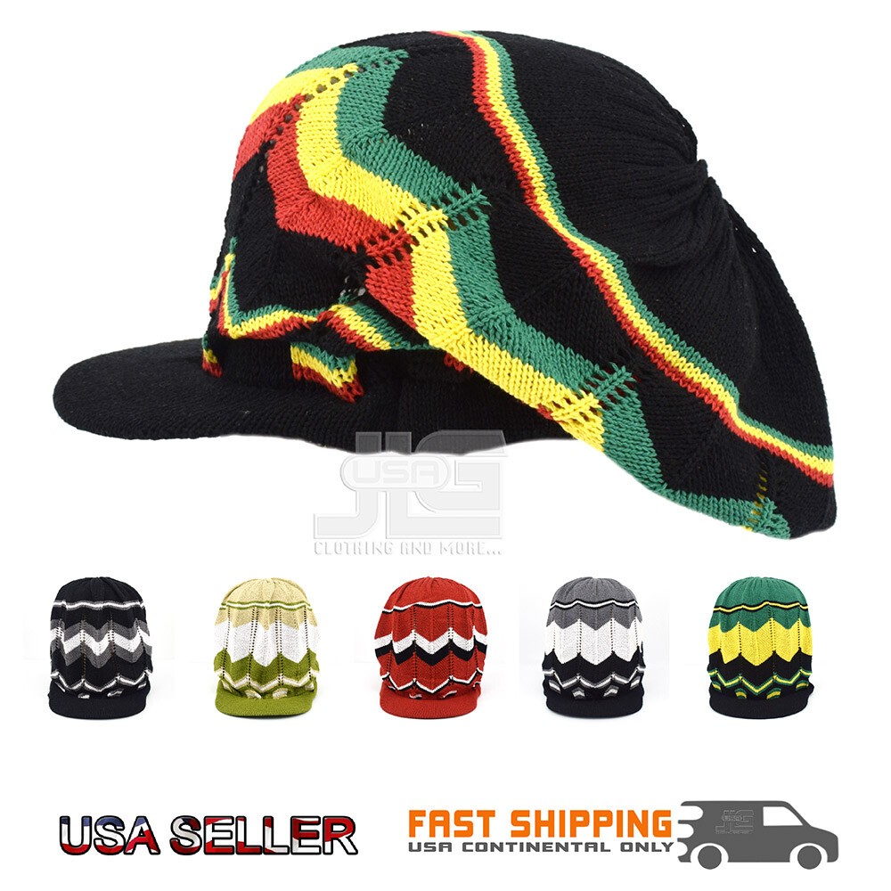 Jamaica Hat Reggae Rasta Peak Slouchy Crown Marley Dread Lock Cotton ...