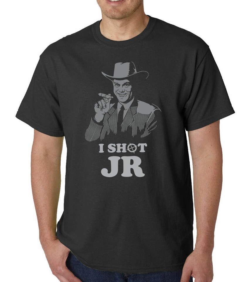 I Shot JR t-shirt DALLAS EWING EIGHTIES 80'S CULT TV CRAGGY FUNNY QUOTE ...