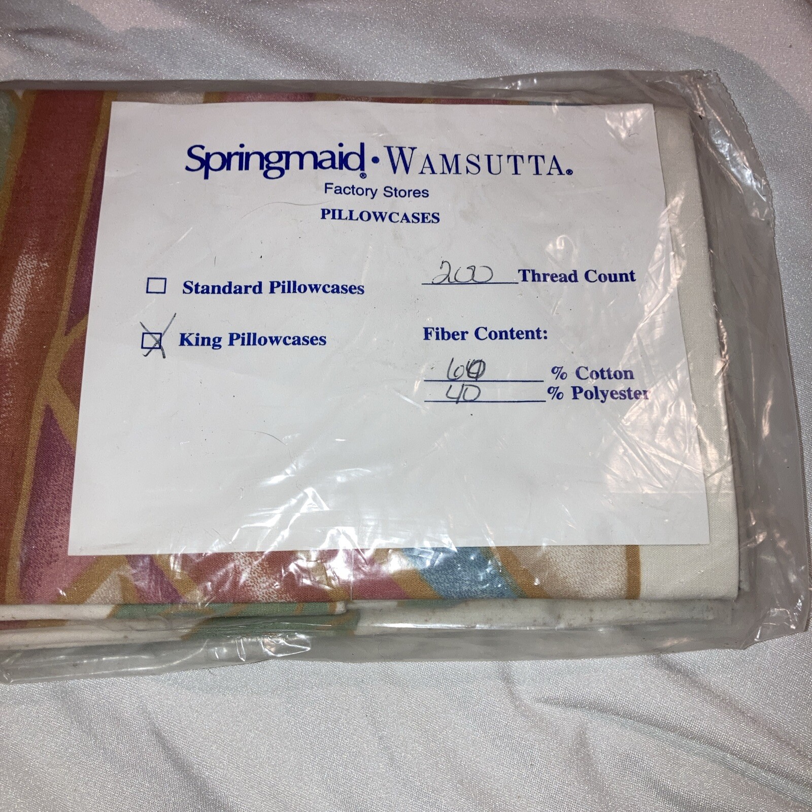 Vintage Springmaid Wamsutta Two King Pillowcases 80s 90s Macys USA NOS ...
