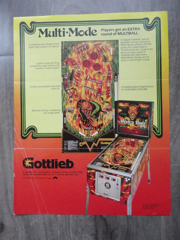 Devil's Dare Pinball Machine Flyer Gottlieb Original | eBay