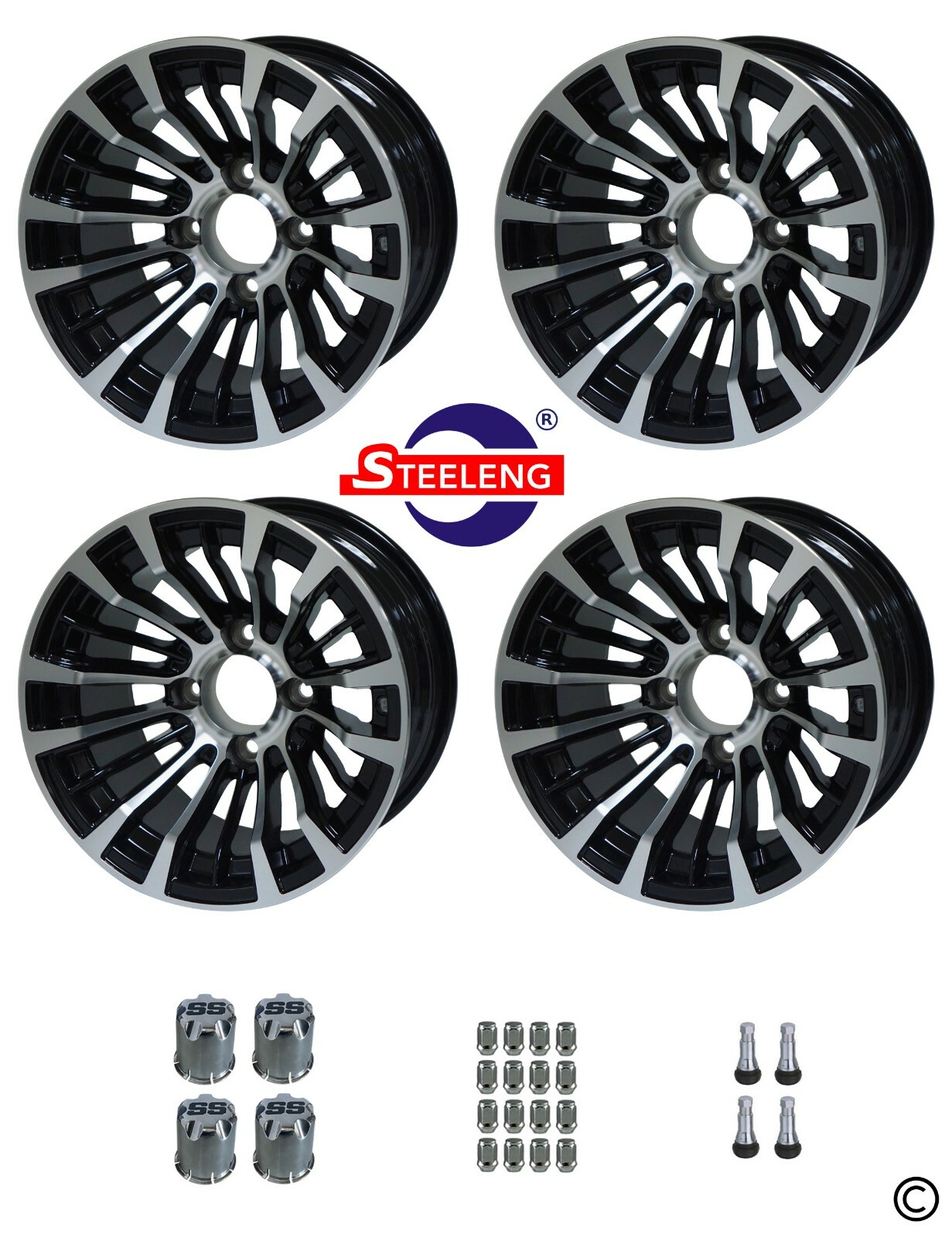 GOLF CART 12"x7" ALUMINUM 'MATADOR' WHEELS / RIMS (SET OF 4) | (OFFSET ...