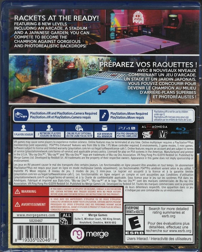 VR Ping Pong Pro (PlayStation VR) PS4 (Brand New Factory Sealed US ...