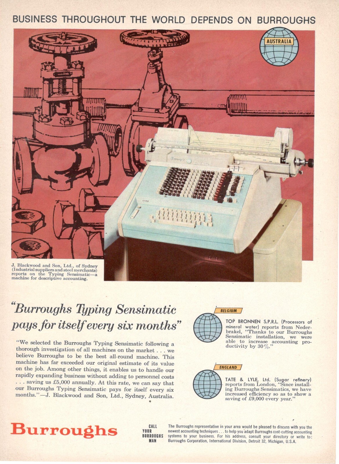 Burroughs Machine Accounting Advertising 1 Page Original 1962 Typing ...