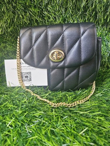 NWT Coach Turnlock Card Case In Novelty Leather/Silver/Black CZ475 | eBay