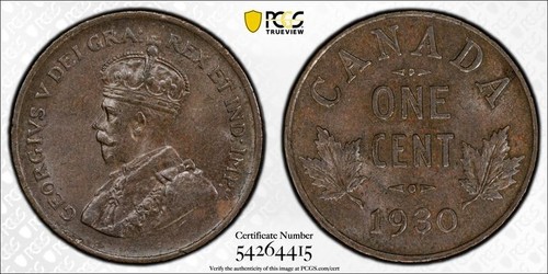 1930 Canada Small Cent PCGS MS63BN Lot#G1711 Choice UNC! | eBay