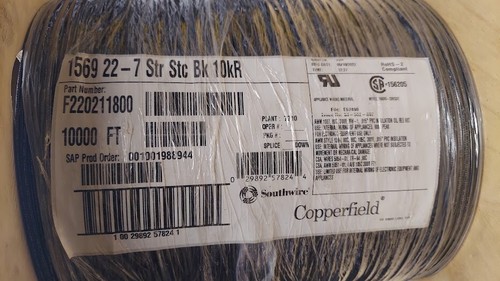 Southwire/Copperfield #22awg 7x30T Hook Up/Lead Wire UL-1569/1007 BK ...