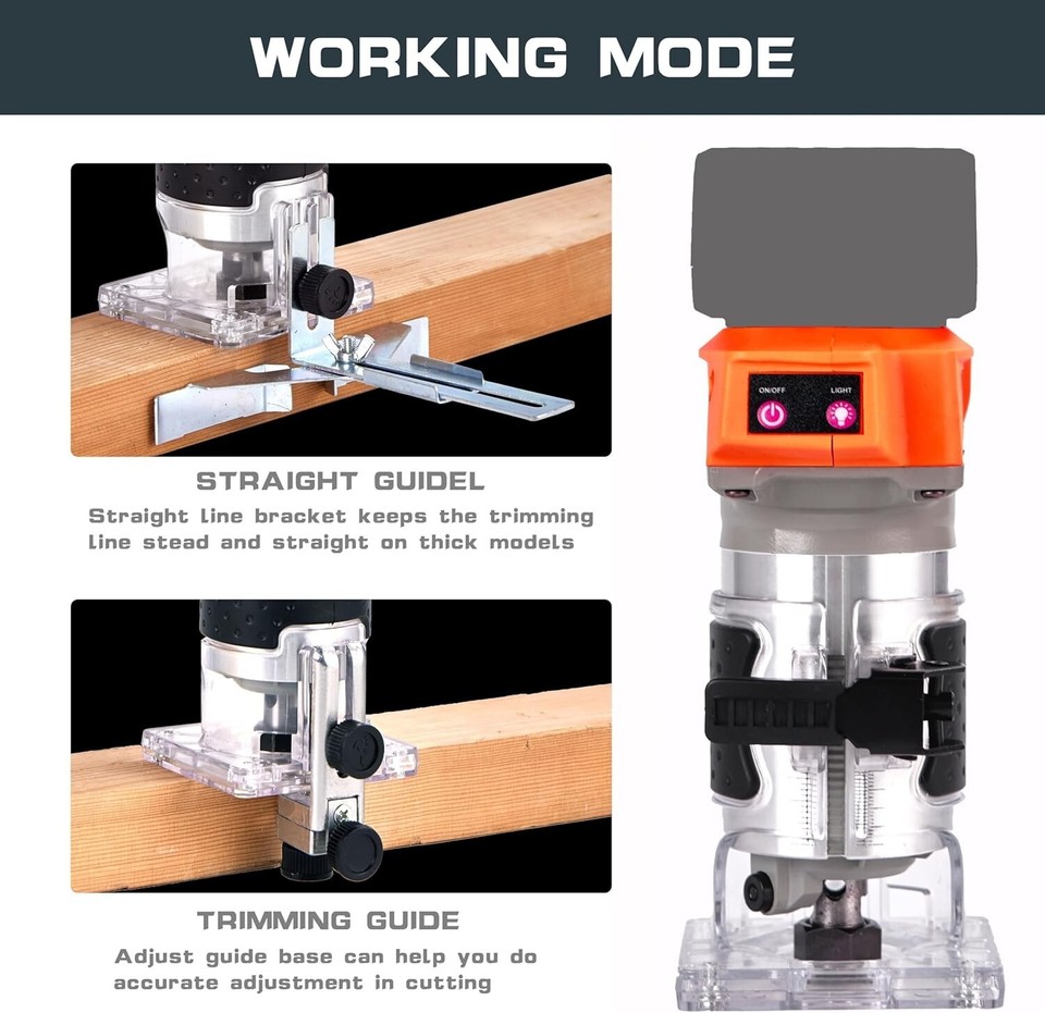 Cordless Palm Router for DEWALT 20V MAX Battery, Woodworking Trimmer ...