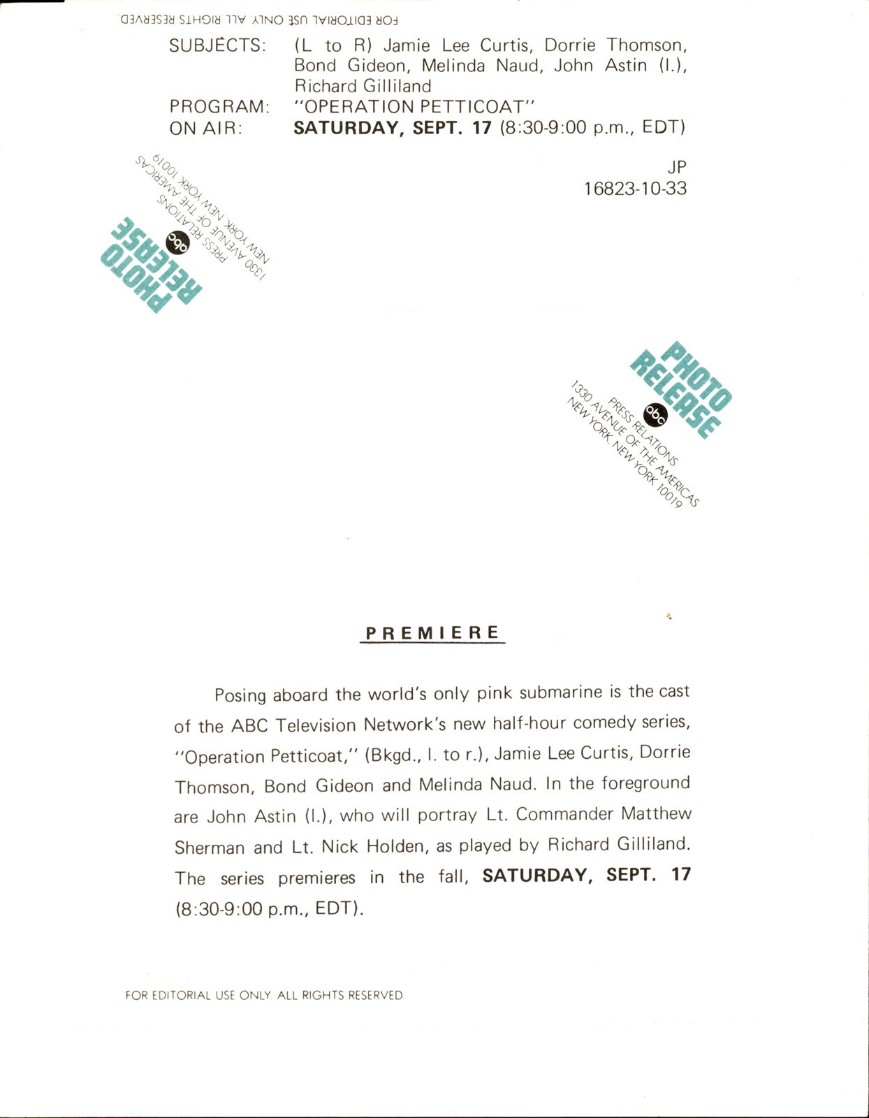 BR2 Orig Photo JAMIE LEE CURTIS DORRIE THOMSON BOND GIDEON Operation ...