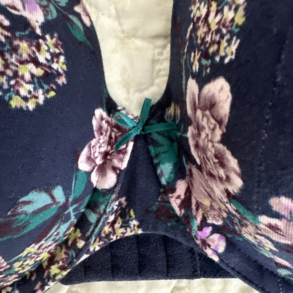 Cacique Lightly Lined T-Shirt Bra Size 38 DDD Blue Floral Underwire ...