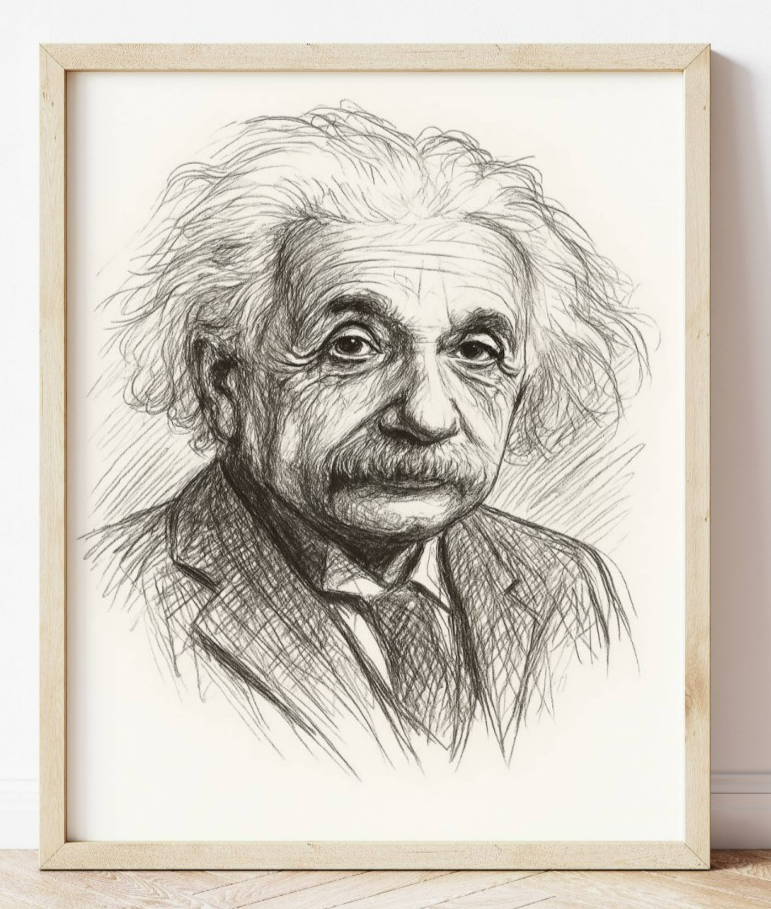ALBERT EINSTEIN ART PRINT DRAWING SKETCH PORTRAIT 8" x 10" WALL ART | eBay