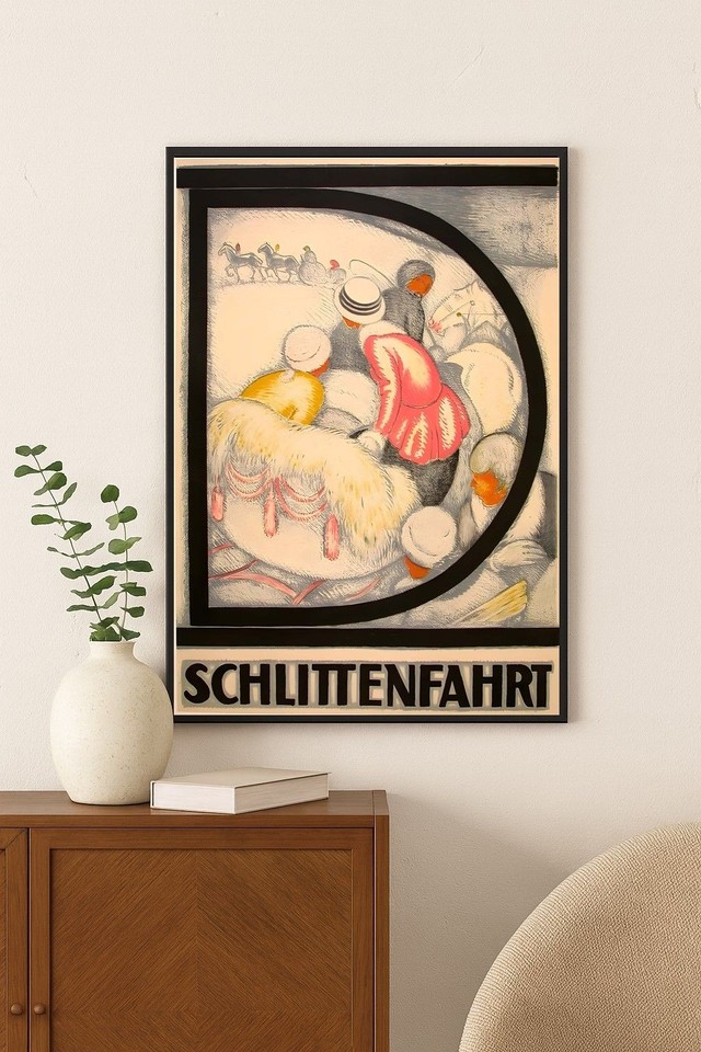 Schlittenfahrt Poster - 1930s ️🎨 - 24x36” - Hi-Res💎 Print - 200 GSM ...
