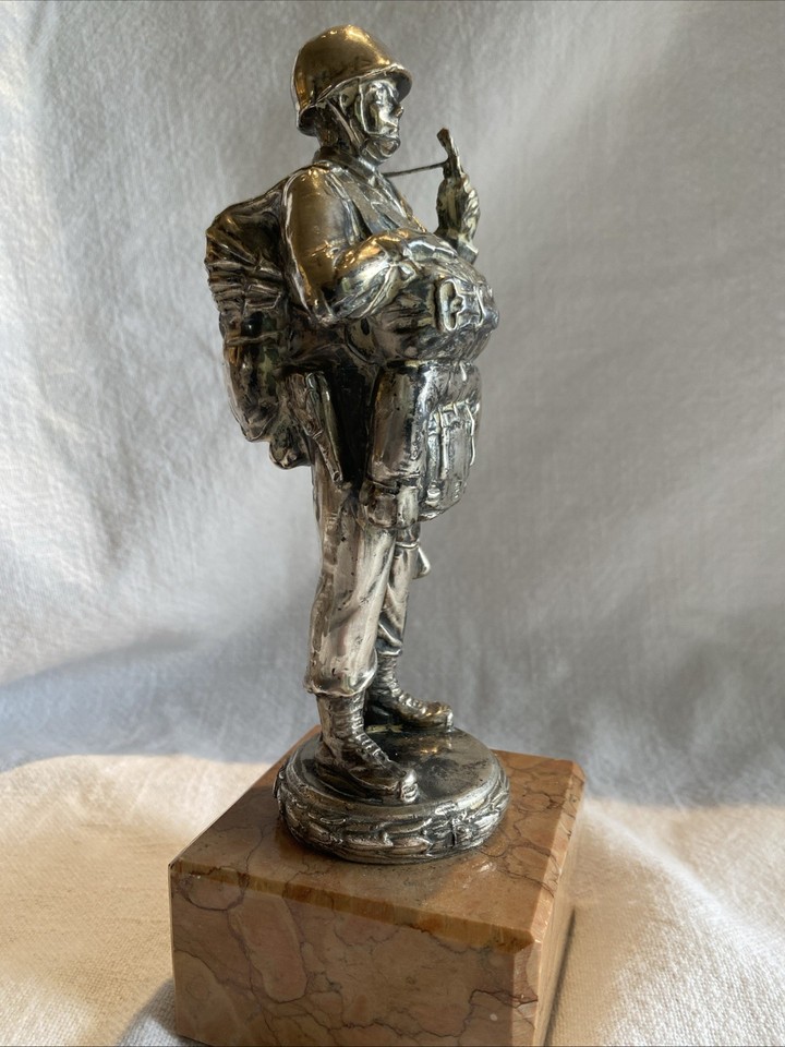 Paratrooper Trophy Vintage Metal Marble WW2 Europe Airborne USA France ...