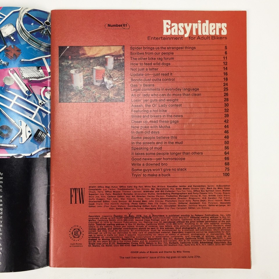 Vtg July 1978 Easyriders Motorcycle Magazine, with DAVID MANN ...