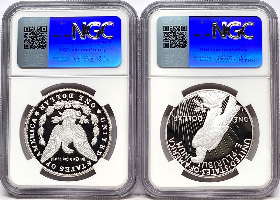 2 coin set 2024 morgan peace proof silver dollars ngc pf 70 uc first ...