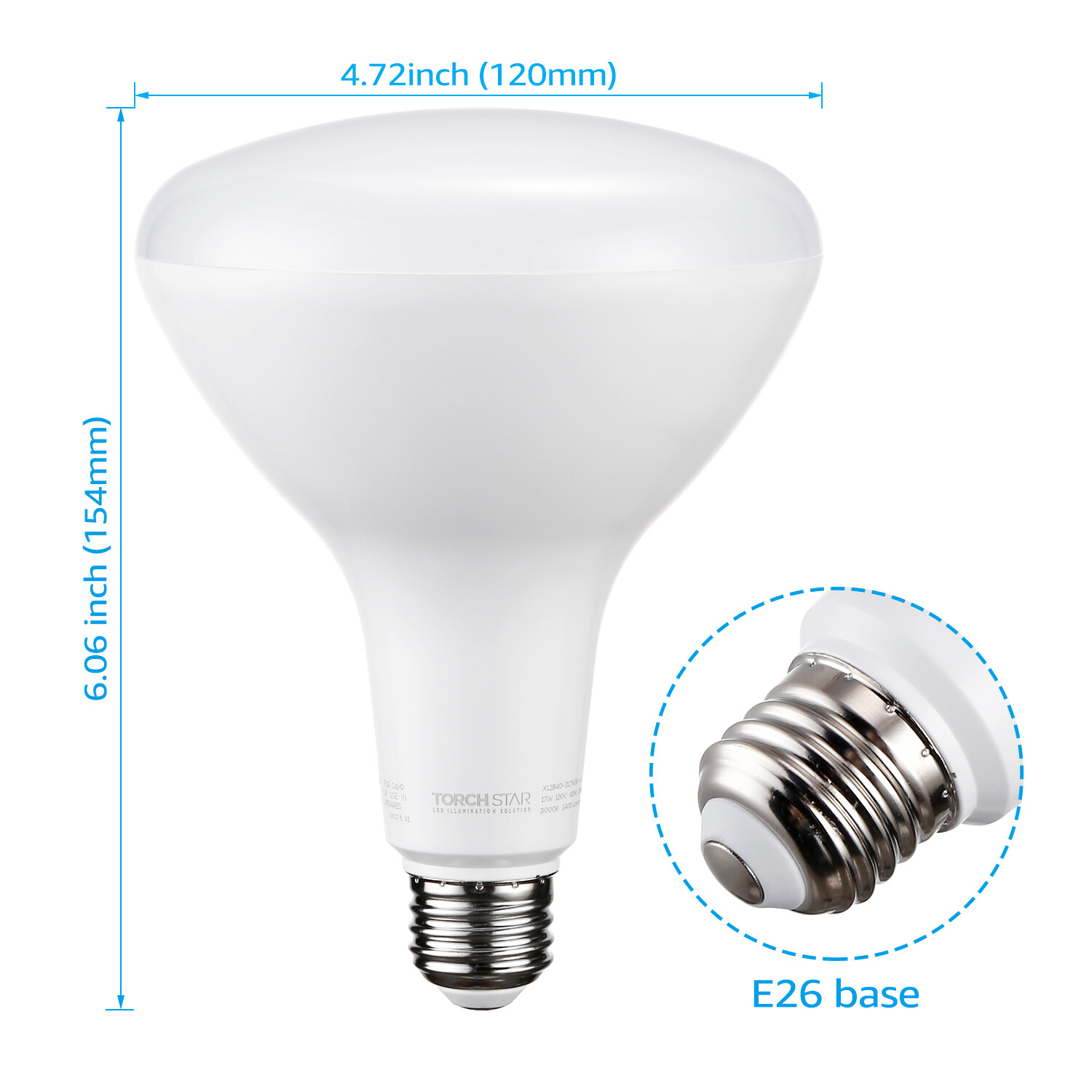 17W Dimmable LED BR40 Light Bulb, 100W Equivalent, 1400lm, 3000K/4000K ...