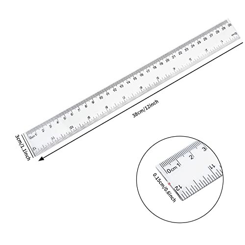 30 Packs Clear Plastic Ruler 12 Inch Straight Ruler with Centimeter and ...