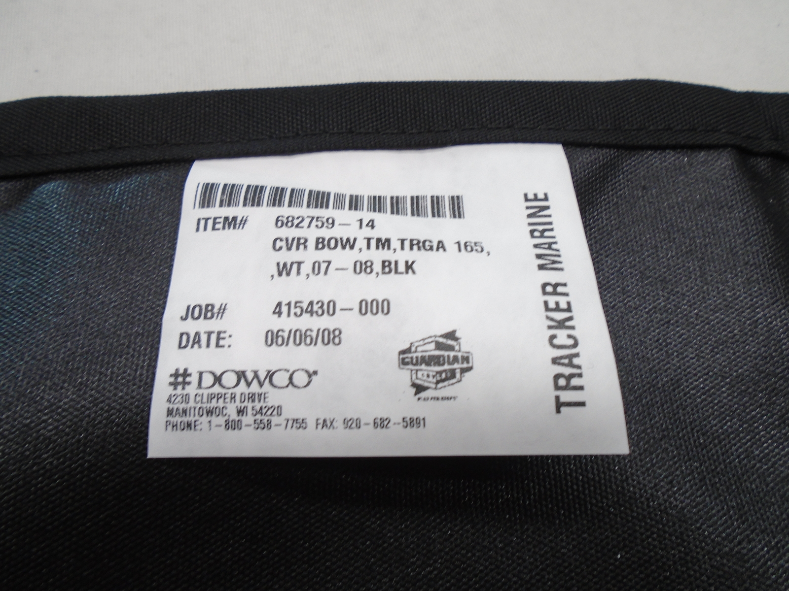 TRACKER 2007-2008 TARGA 165 WT BLACK DOWCO 682759-14 BOW COVER MARINE ...