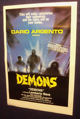 DEMONS ORIGINAL ROLLED MOVIE POSTER 28x41 RARE DARIO ARGENTO 1985 ...