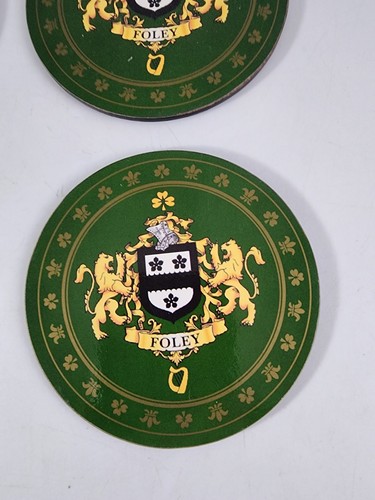 Irish Heraldic Coaster: FOLEY Ireland Last Name Set of 4 NOS New Old ...