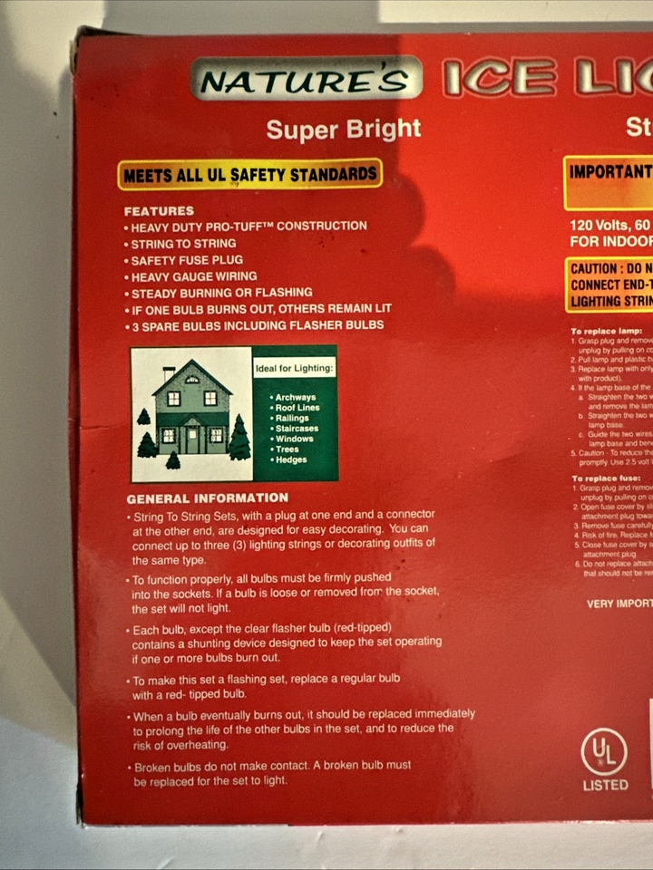Nature's Ice Lights Icicle String 100 Christmas Indoor Outdoor Flash ...
