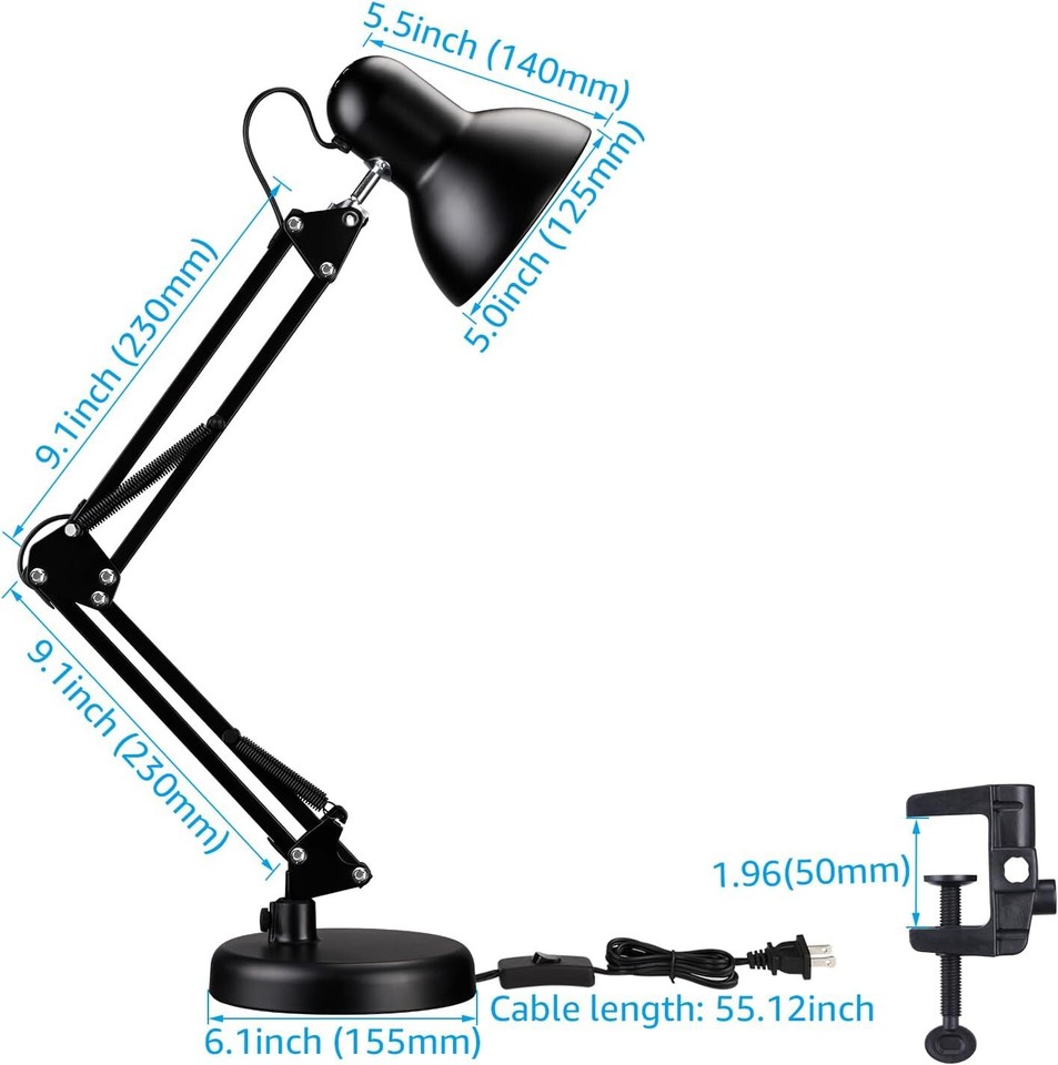 Swing Arm Desk Lamp Clamp Light Work Bench Computer Artist Drafting ...