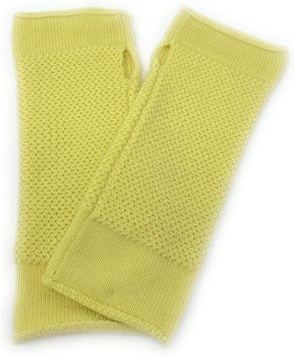 Pure Cashmere Gloves - Women's Wrister - Lemon Yellow - Made in ...