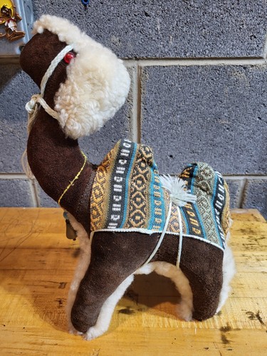 Collectible Handmade 13 Peruvian Shearling And Leather Plush Camel